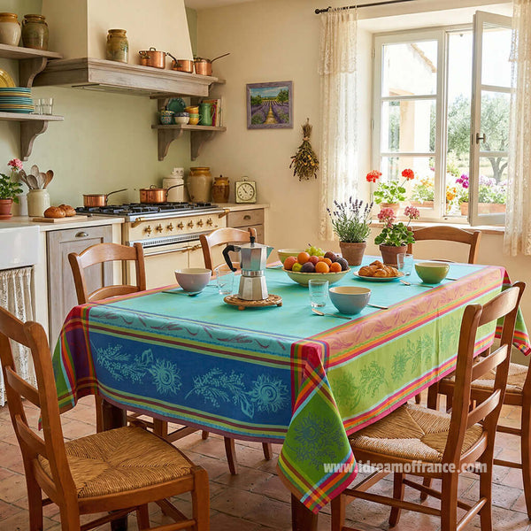 French Provencal Tablecloth - Jacquard - Stain resistant - Rectangular ...