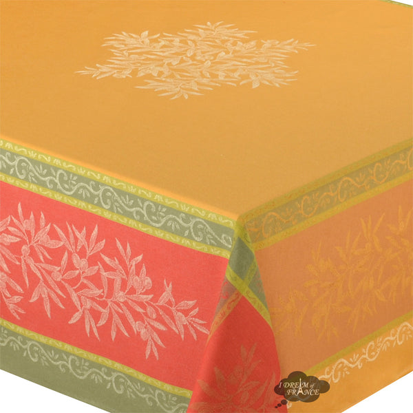62" Square Olive Butterscotch French Cotton Tablecloth - I Dream of France