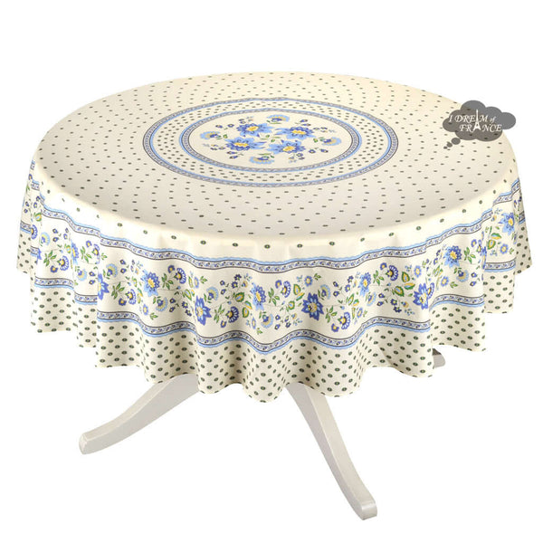 70 Round Fayence Cotton Acrylic Coated French Tablecloth - I Dream of ...