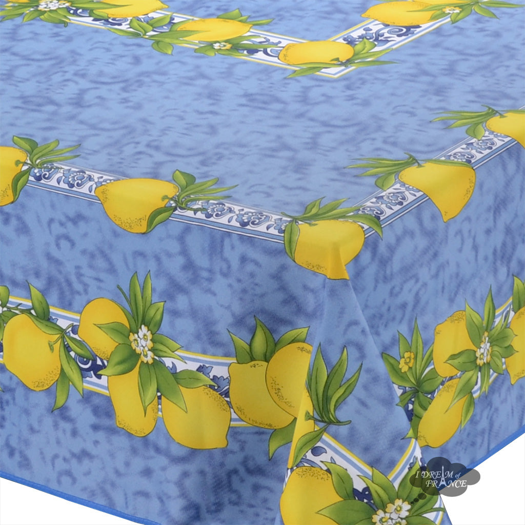 Tournesol Blue/Yellow French Provencal Polyester Tablecloth - 70" Roun ...