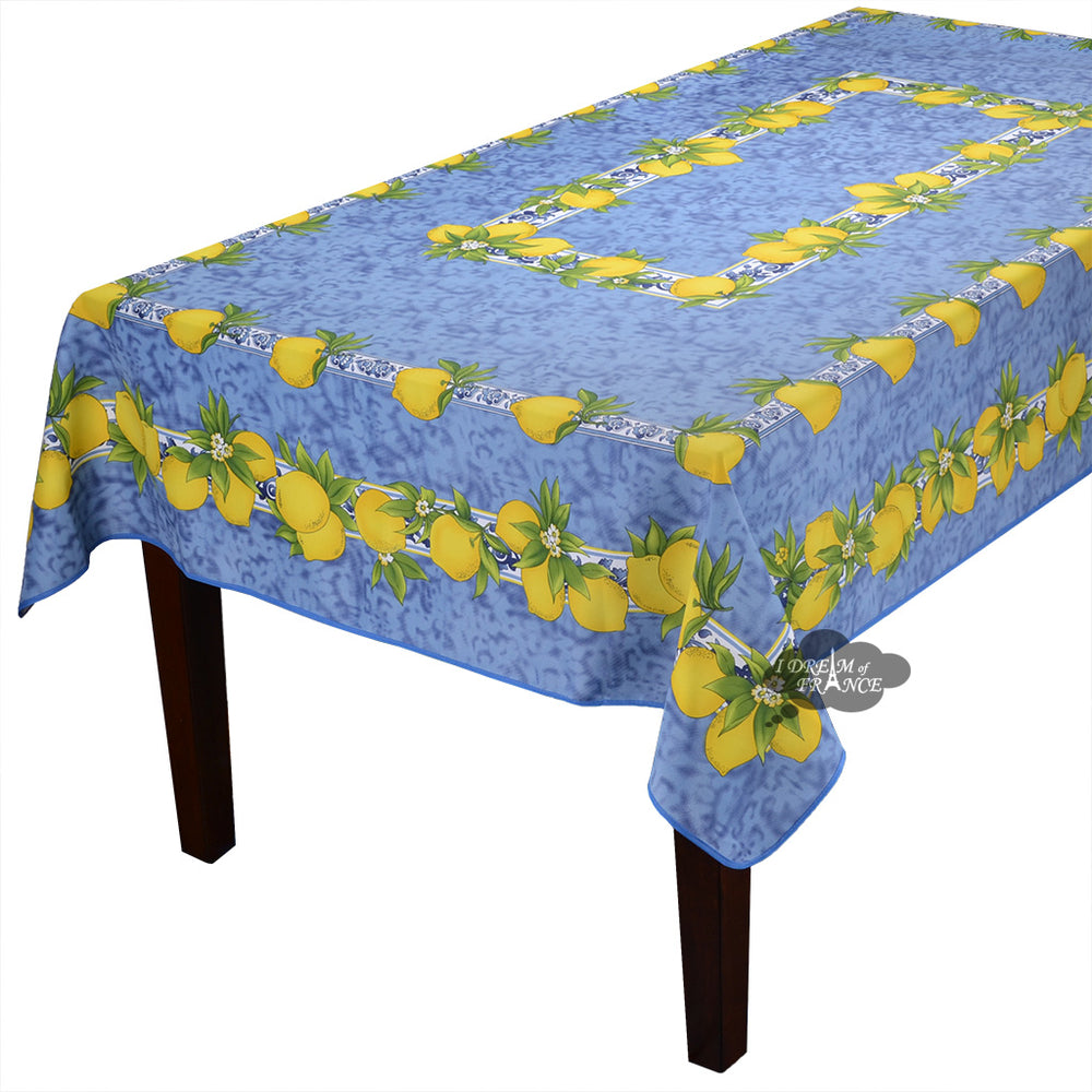 Tournesol Blue/Yellow French Provencal Polyester Tablecloth - 70" Roun ...